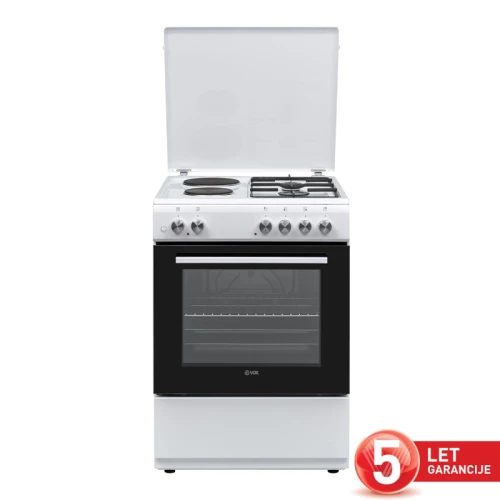 VOX kombinirani štedilnik GHB 6220 W [A, 2x plin, 2x elekt., 72l peč., bel]